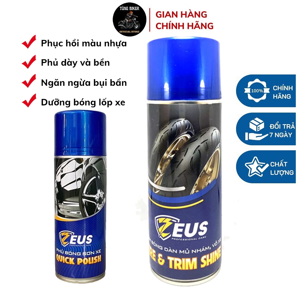 Chai Xịt Phục Hồi Nhựa Nhám, Làm Bóng Vỏ, Phủ Dưỡng Bóng Dàn Áo ZEUS ...