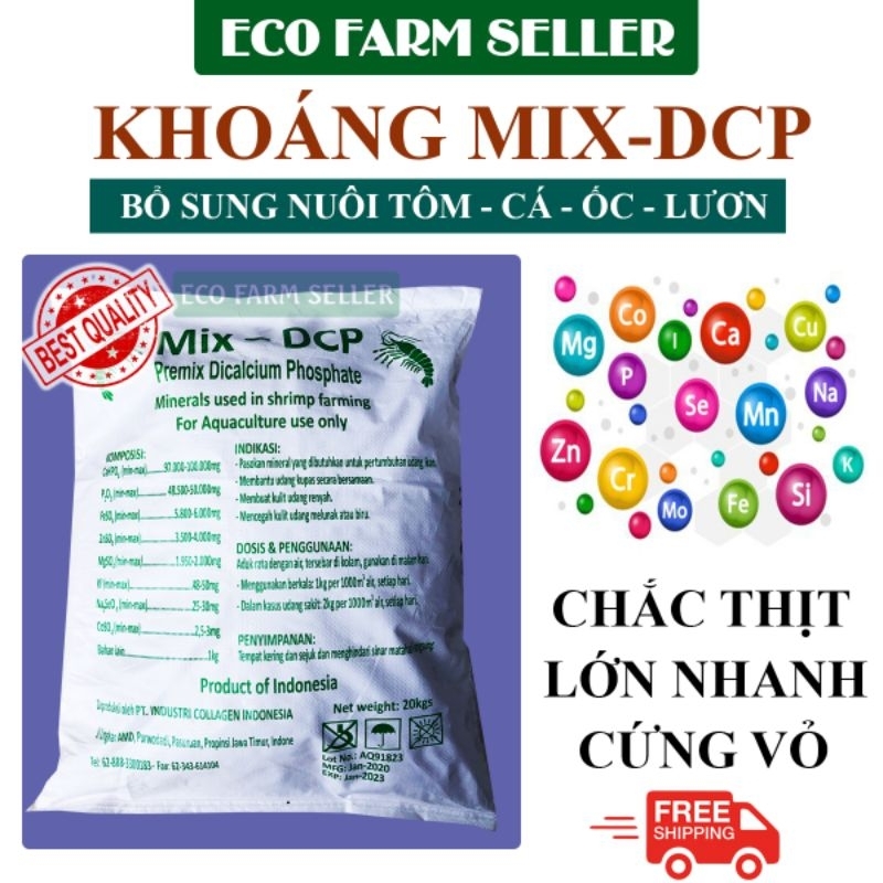 1 Bao 20kg Khoáng Tạt MIX-DCP Cho Tôm Cá Lươn Ốc Tăng Trưởng Nhanh ...