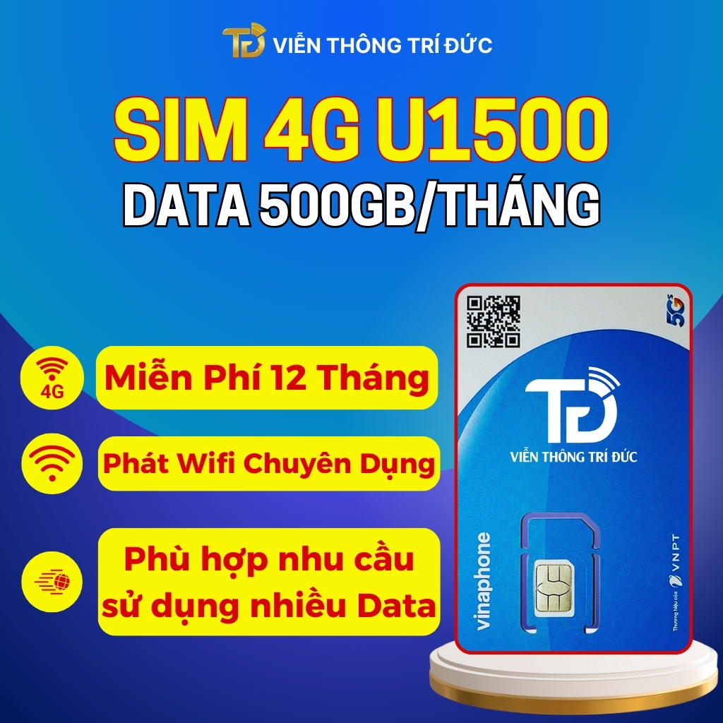 Sim 4G VinaPhone Không Giới Hạn Data BIG50Y Miễn Phí 14 Tháng, U1500/500Gb/Tháng, 12TD49 ...
