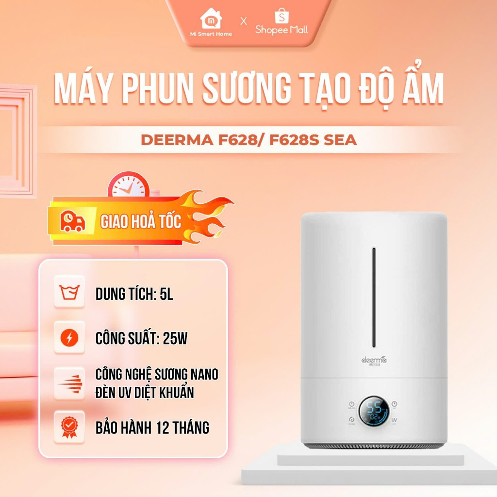 Máy Phun Sương Tạo Ẩm Không Khí Thông Minh Deerma F628S, F600, F628 Dung Tích 5L, Đèn UV Diệt ...