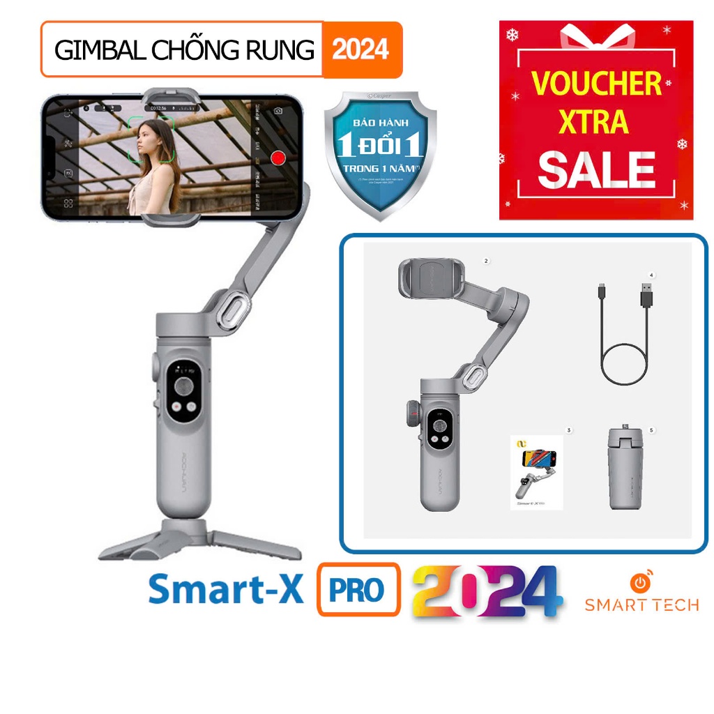 [Bảo Hành 1 năm] [Giảm 100K/ Giới hạn 100sl] Gimbal SMART X PRO 2024 ...