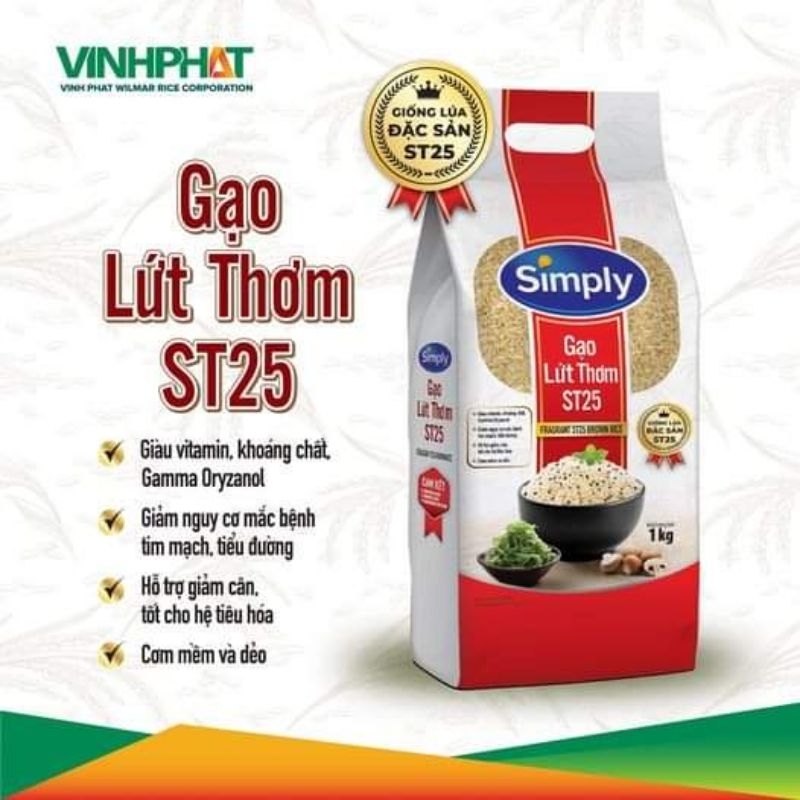1kg gạo lứt st25 simply hỗ trợ giảm cân tìm mạch tiểu đường | Shopee Việt Nam
