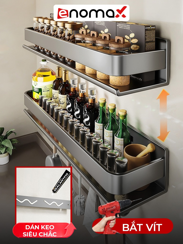 Kệ đựng gia vị Enomax để đồ nhà bếp đa năng, chất liệu Thép Carbon ...