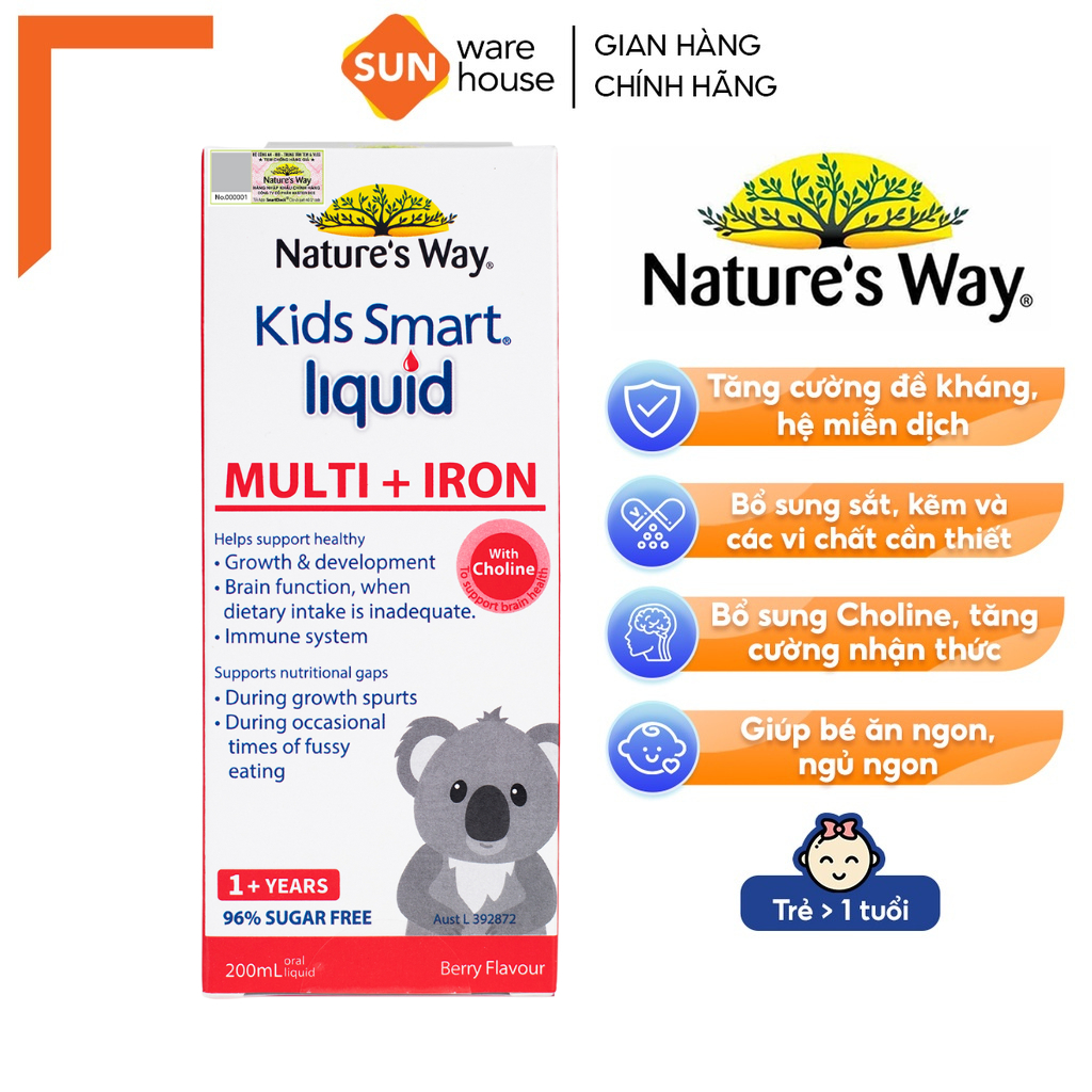 Siro Uống Nature's Way Kids Smart Liquid Multi + Iron Hỗ Trợ Tăng Cường ...