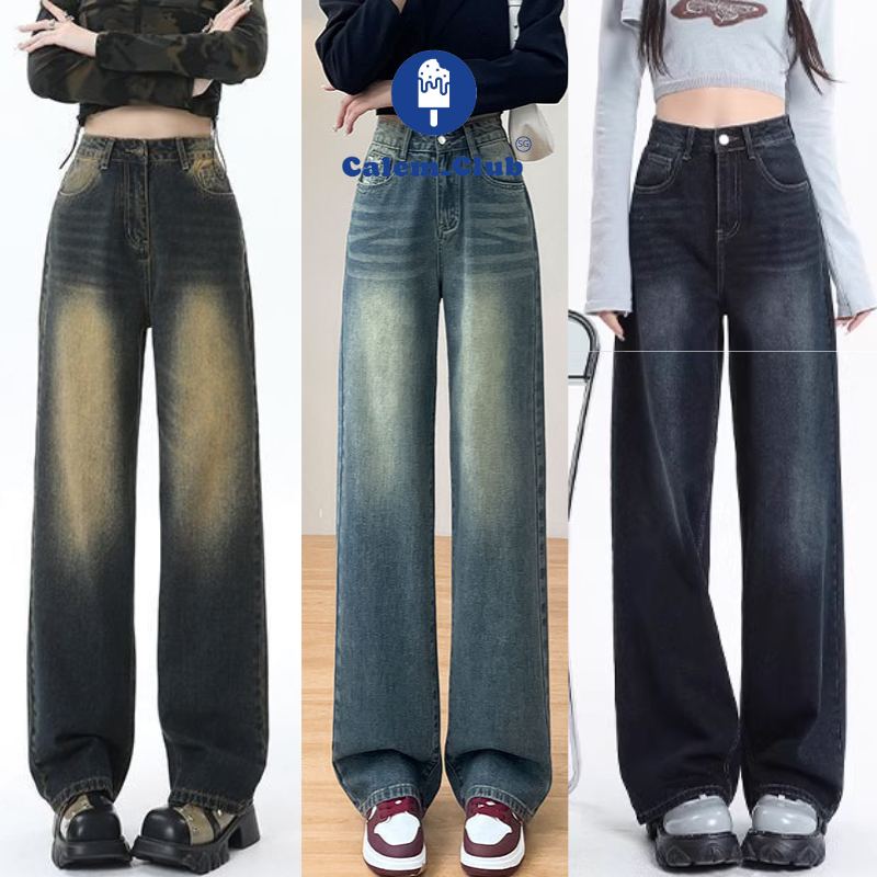 Calem Club - Quần jeans dài suông ống rộng cạp cao form unisex 2024 ...