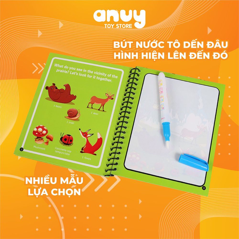 Tranh tô màu nước ma thuật kèm bút nước Magic Water Book dạng sách, Đồ ...