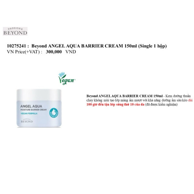 Kem Dưỡng Ẩm, Dịu Da Beyond Angel Aqua Moisture Cream 150ml | Shopee Việt Nam