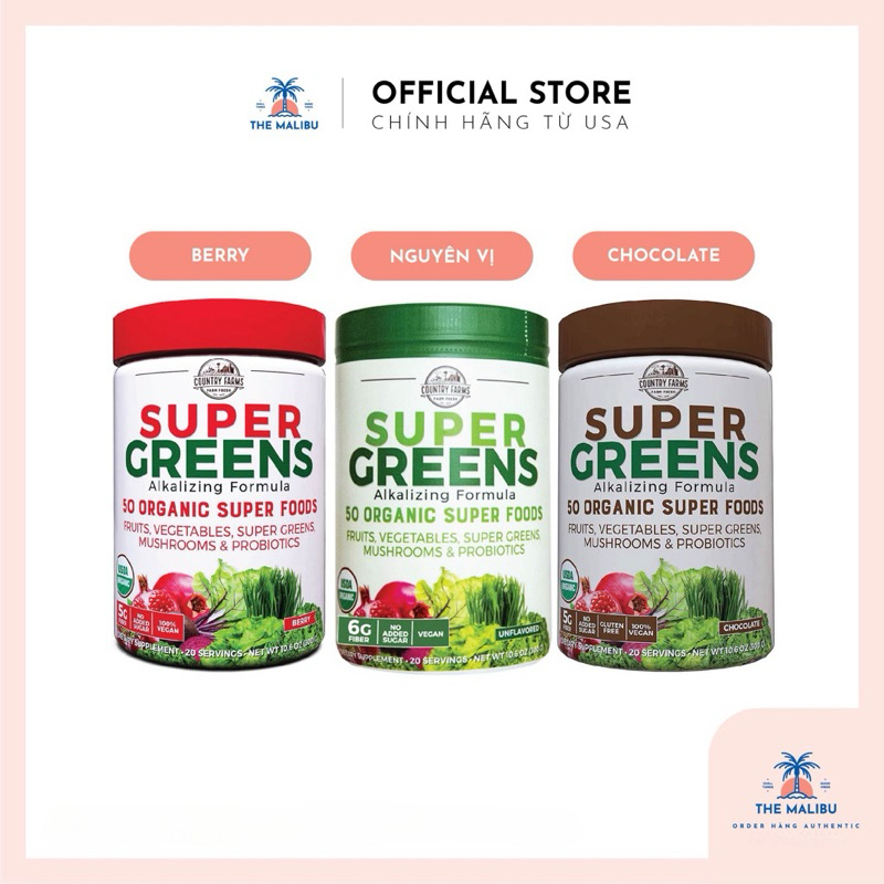 Bột rau củ hữu cơ rau xanh Country Farms Super Greens 50 Organic Super ...