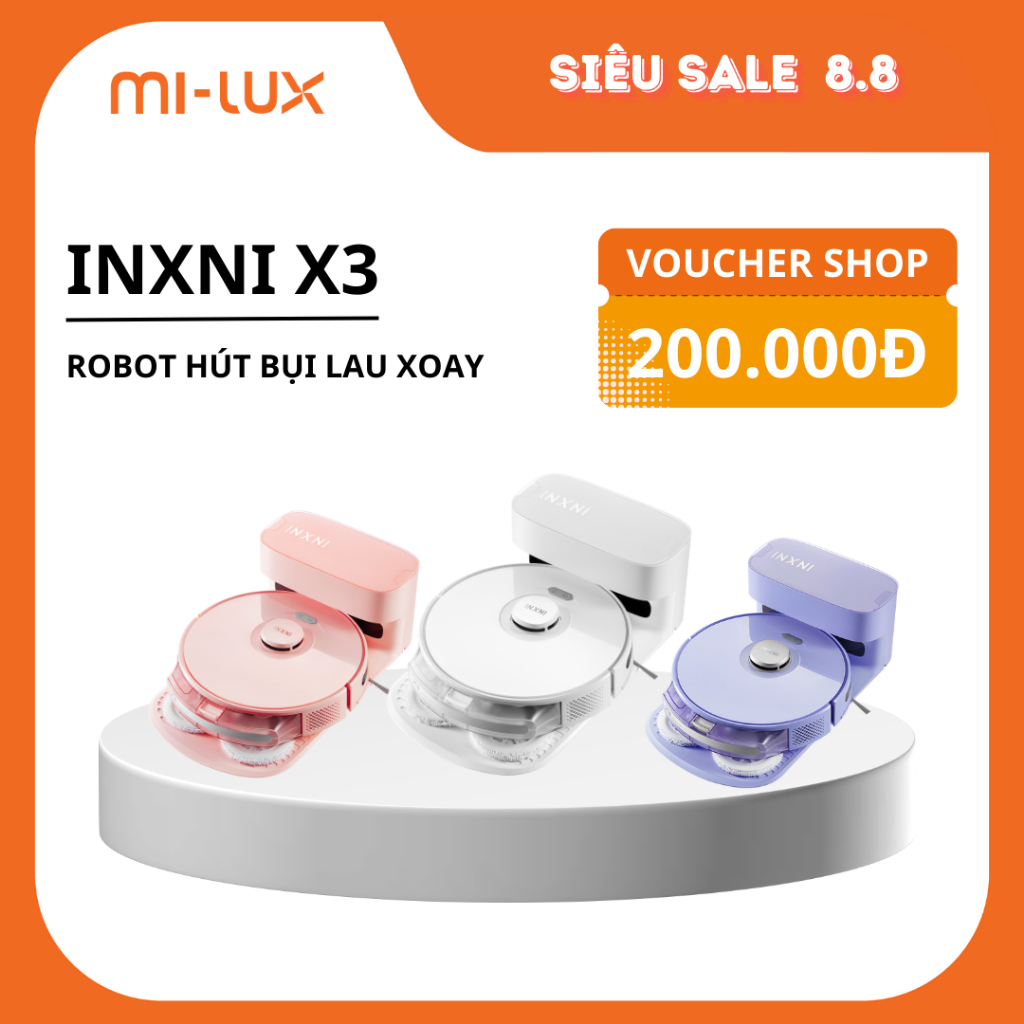 Mi-LUX Inxni X3 - Robot hút bụi lau bằng cộng nghệ lau xoạy 360 Độ - Bản Quốc Tế sử dụng 100% ...