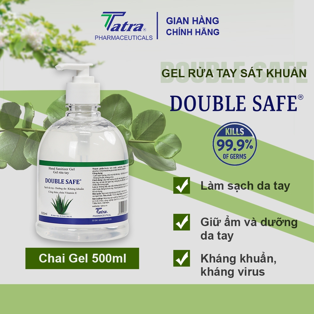 [Chai 500ml] GEL rửa tay khô sạch khuẩn Double Safe TATRA | Shopee Việt Nam