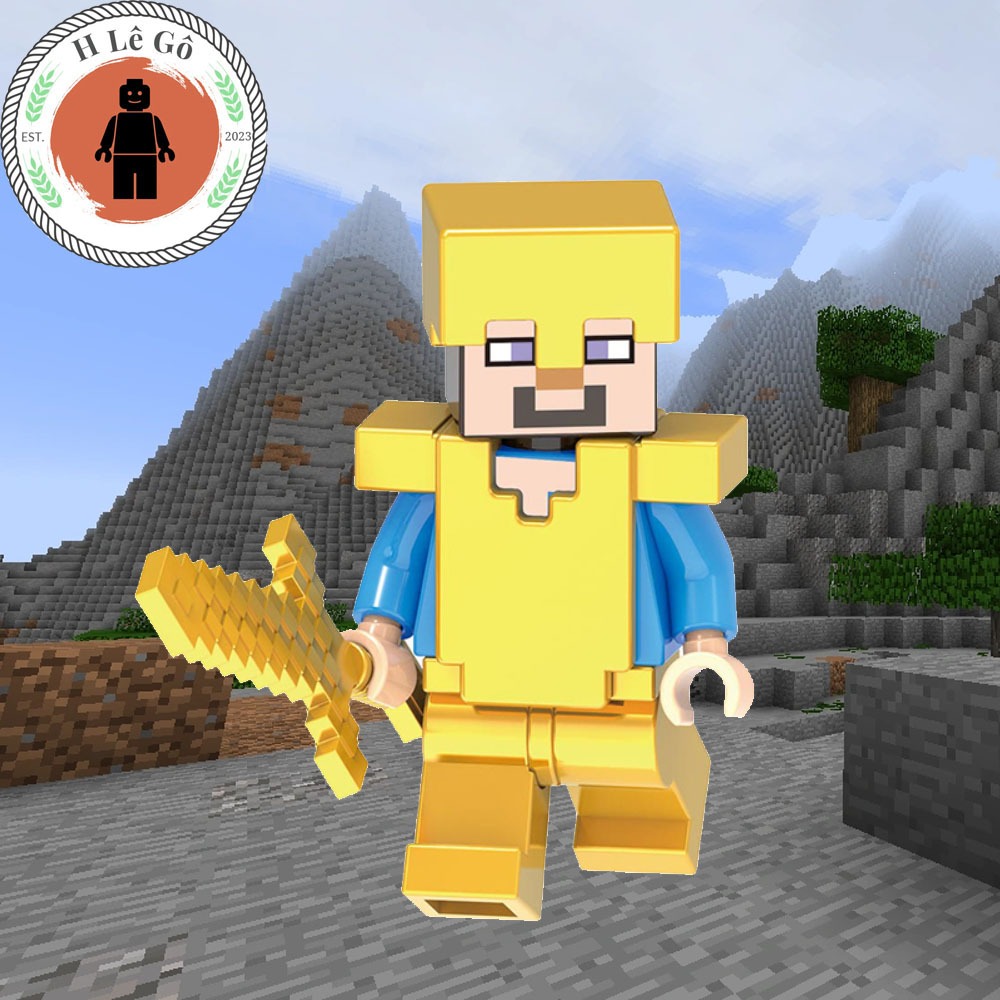 Steve mặc giáp vàng Minecraft Steve Full Gold Armor hàng mới Full seal ...