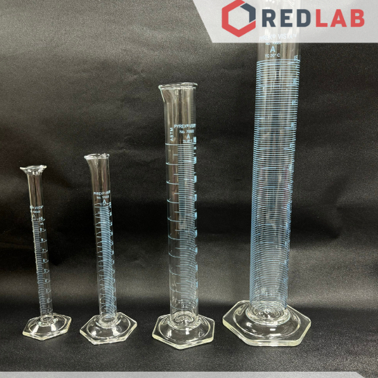 Ống đong thuỷ tinh PYREX Class A 10 25 50 100 250 ml, đế lục giác chia vạch xanh, thuỷ tinh ...