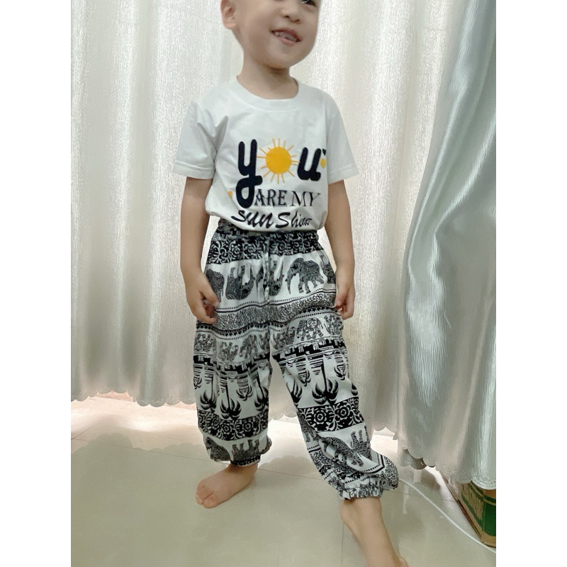 [7kg- 39kg] Quần thổ cẩm con voi trẻ em không túi, ống bo chân, quần dài bé trai, quần dài bé ...