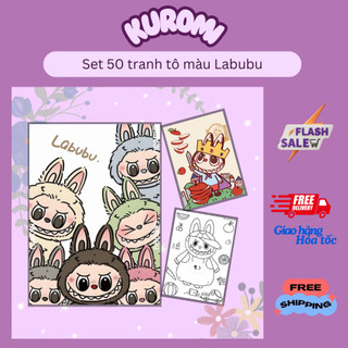 Bộ 50 tranh tô màu hoạt hình kuromi, gấu dâu, wolfoo, skibidi toilet ...