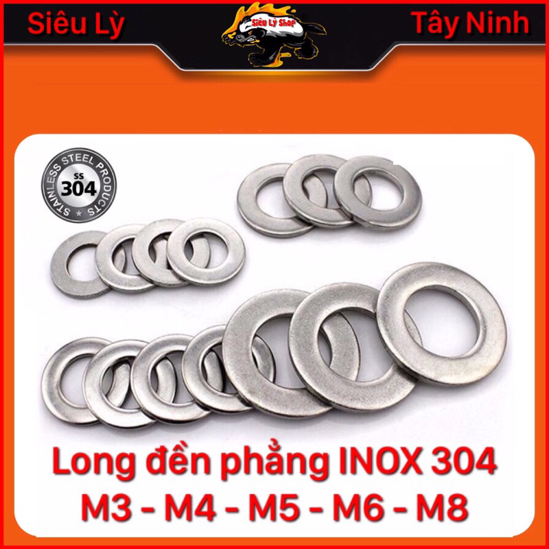 Long đền phẳng(vòng đệm) inox 304 size M3 M4 M5 M6 M8 | Shopee Việt Nam