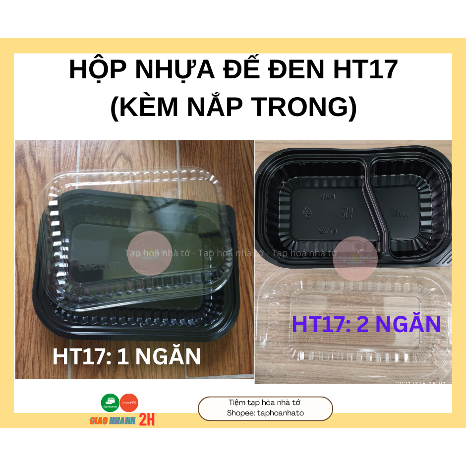 [HỘP KÈM NẮP TRONG] HỘP NHỰA ĐẾ ĐEN HT17 (LOẠI : 1 NGĂN || 2 NGĂN) | Shopee Việt Nam