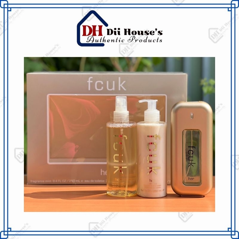 Set Nước Hoa Nữ Fcuk Her Eau De Toilette EDT (Xịt body 250ml + Nước hoa 100ml + Body lotion ...