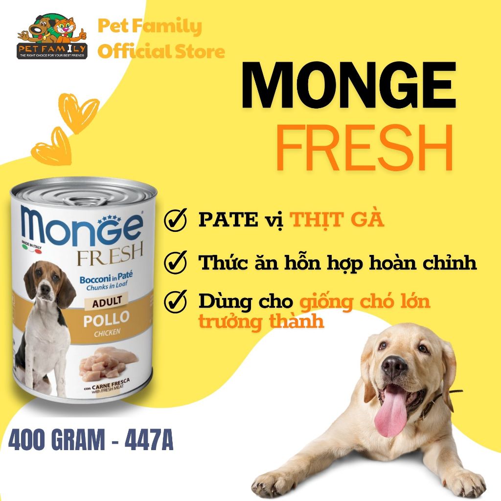 Pate MONGE Fresh Cho Chó 400gr - Vị Thịt Gà - Petfamily 447A | Shopee ...