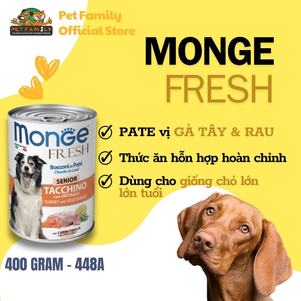 Pate MONGE Fresh Cho Chó - Vị Gà Tây - Hộp 400gram Petfamily 448A ...