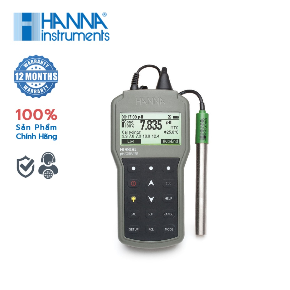 Máy đo pH/ORP/ISE/Nhiệt Độ Hanna HI98191 {hàng chính hãng, bảo hành 12 ...