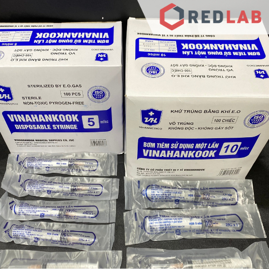 Bơm tiêm xi lanh 5ml/cc kim 25G x 1" Vinahankook (hộp 100 cái) tiệt ...