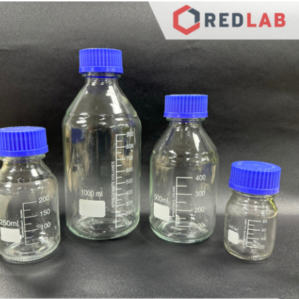 Chai trắng nắp vặn xanh ONELAB 1000ml , chai thuỷ tinh soda-lime đựng mẫu thí nghiệm, có chia ...