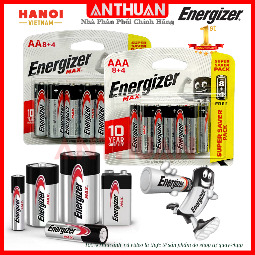 [Vỉ 12 viên] Pin Alkaline Energizer AA / AAA Tiểu, Đũa Pin Kiềm LR6 LR03 E91 E92 Chính Hãng Siêu ...