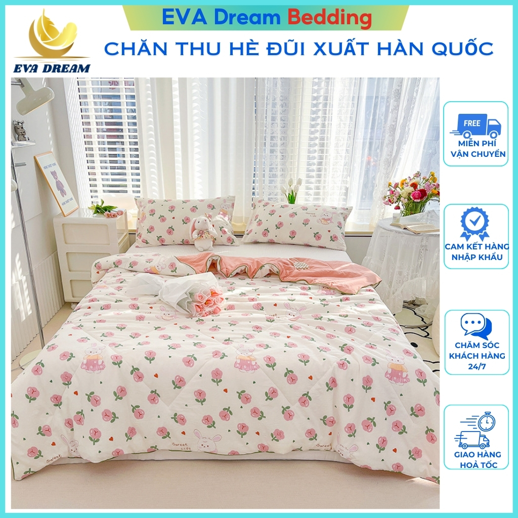 (Quà tặng) Chăn Hè Thu Cotton Đũi xơ Đậu Nành Hàn Quốc EVA DREAM nhập ...