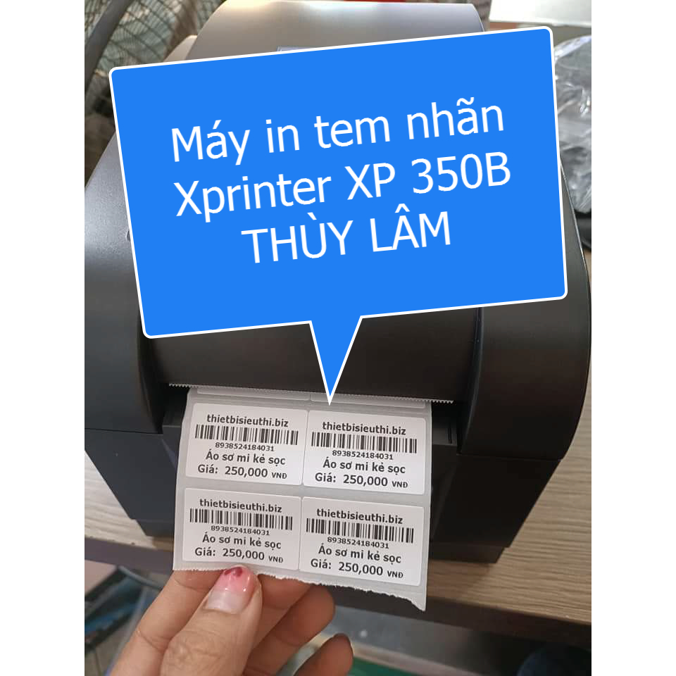 Máy in tem mã vạch Xprinter XP 350B in đơn Shopee, in vận đơn các bên giao hàng. Máy in nhiệt ...