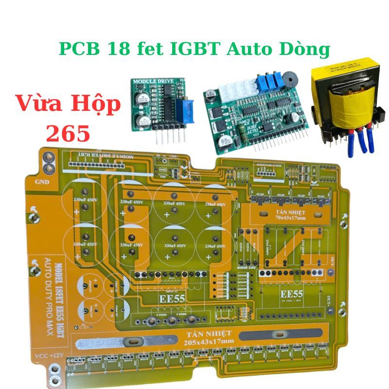 PCB 18 fet IGBT auto nguồn nước mạch k ich đ iện + boar dao động ...