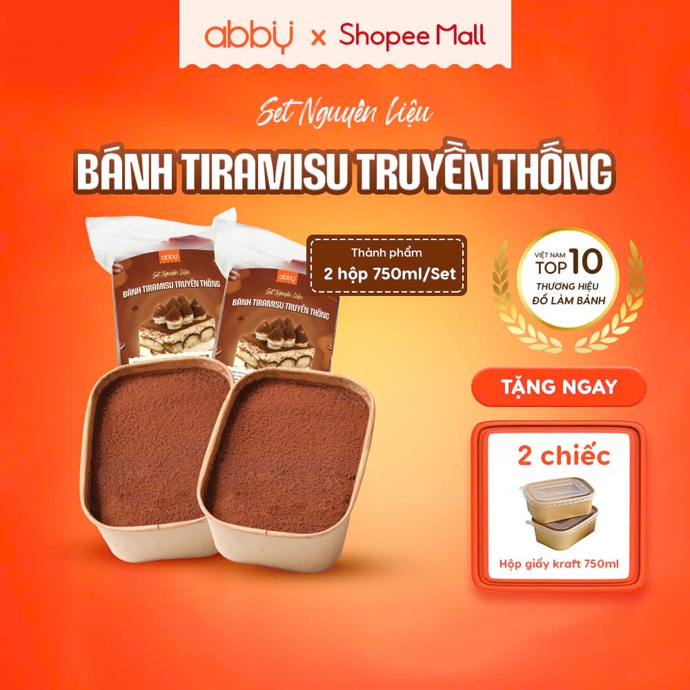 [ABBY - TẶNG HỘP GIẤY] Set làm bánh tiramisu vị Cacao Abby nguyên liệu làm bánh tại nhà - thành ...