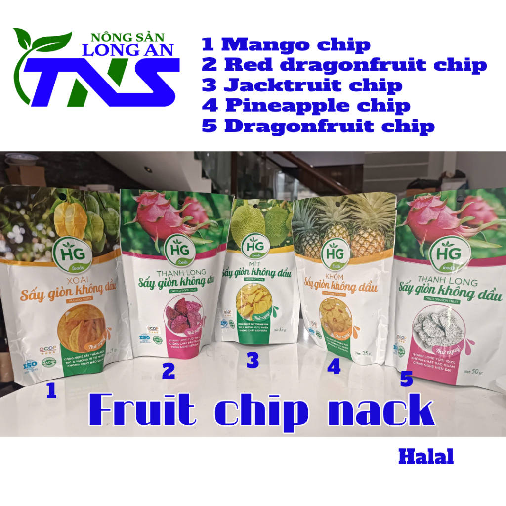 Long An Fruit Chip nack - Dried Red Dragon Fruit, Mango chip, Banana chip, White dragonfruit ...