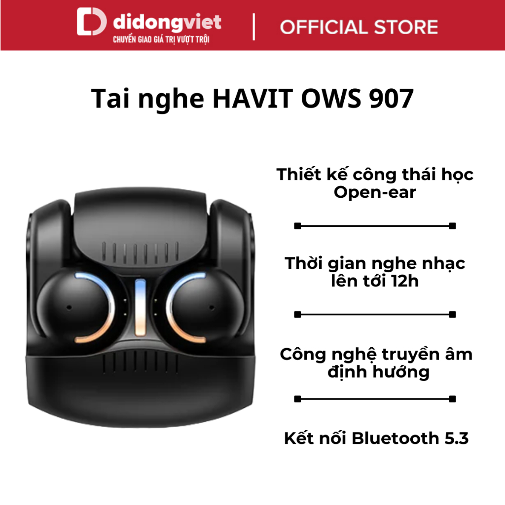Tai nghe Havit OWS907 Open-ear thể thao | Thiết kế công thái học - Nghe ...
