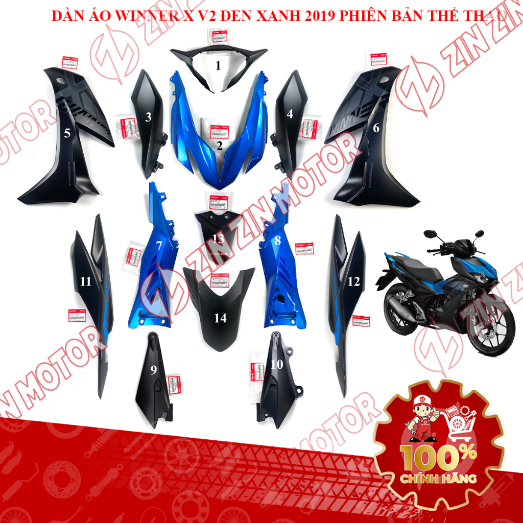 Dàn áo Winner X V2 2019 Đen Xanh, RS150X, RS150 V3 Chính Hãng Honda ...