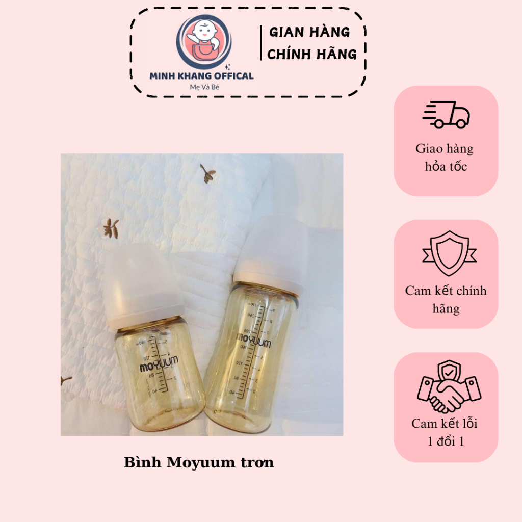 [Tem phụ chính hãng] Bình sữa Moyuum 170ml/270ml Hàn quốc - Bình trơn, sẵn núm | Shopee Việt Nam