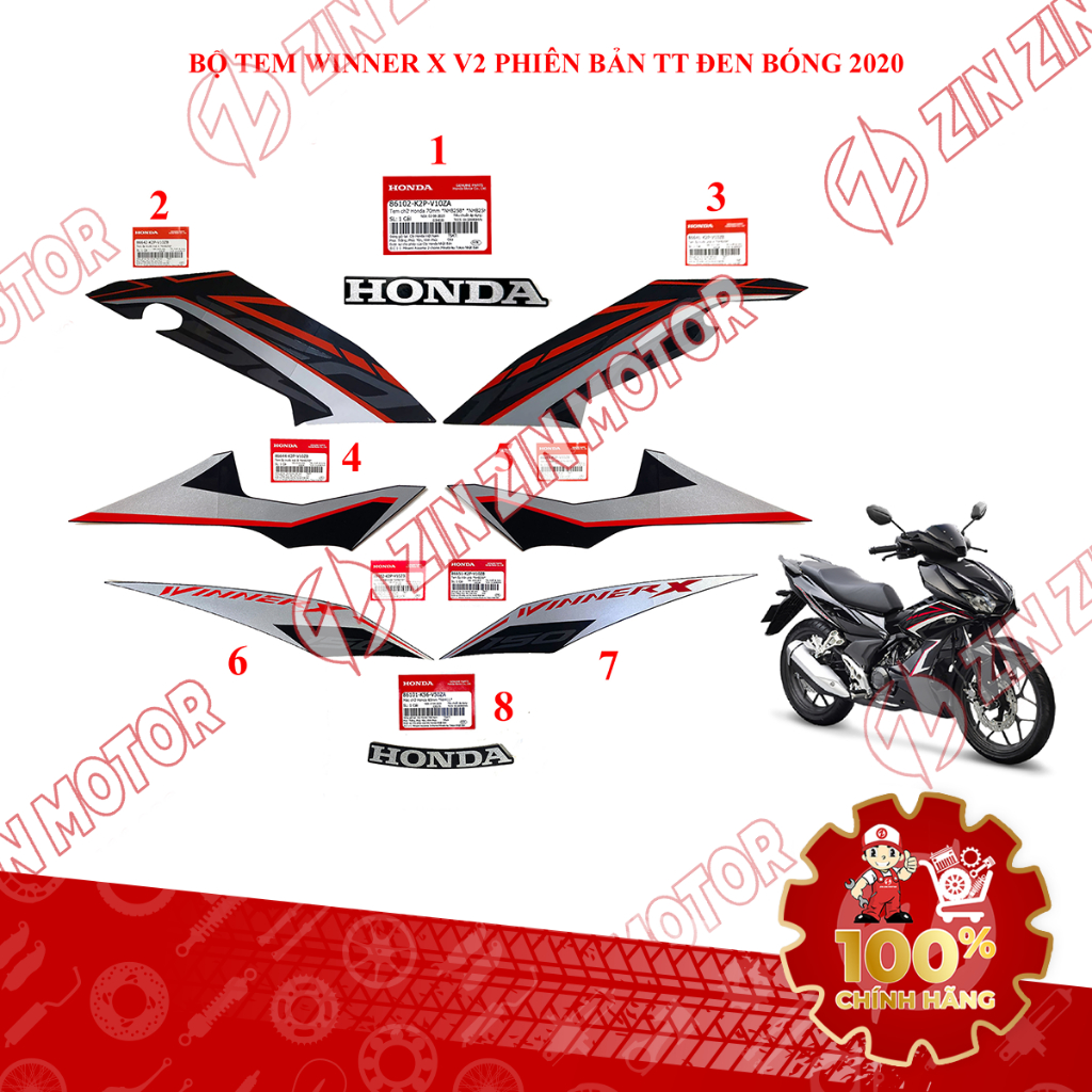 Tem Rời Winner X V2 2019+ Zin Đen Bóng 2020 Phiên Bản Thể Thao Chính ...