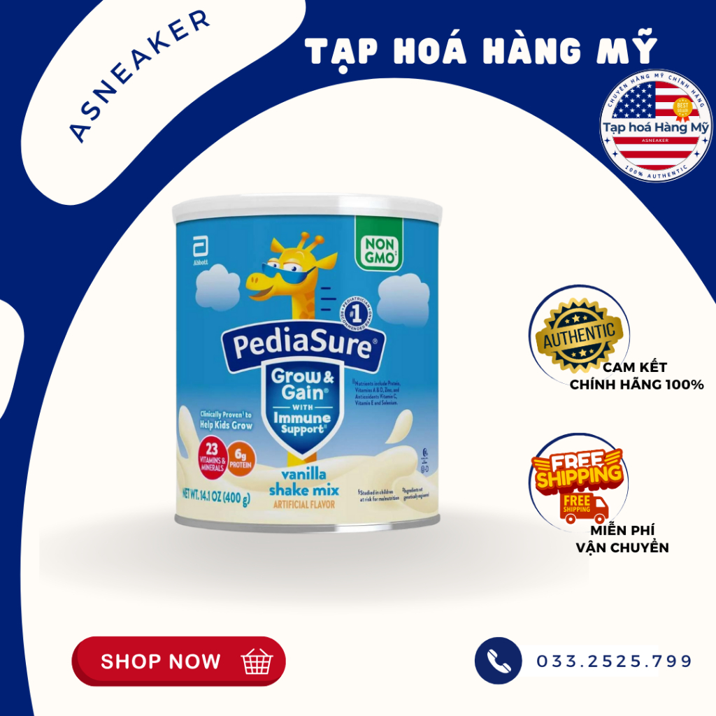 [Nhập Mỹ]Sữa bột Pediasure Grow & Gain - hương Vanilla 400g ( HSD 2026 ...