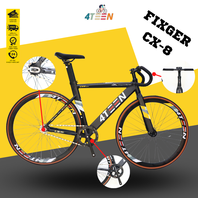 Xe Đạp Tay Cong 4TEEN Fixger CX-8 Khung Sườn Hợp Kim Nhôm Cao Cấp Thiết Kế Không Dây Phanh Thể ...