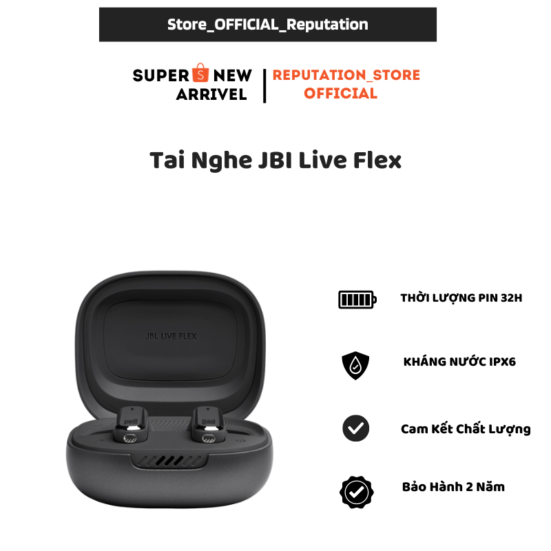 Tai nghe Nhét Tai Không Dây Bluetooth JBL Live Flex TWS Chống Nước IP54 Chống Ồn Pin Tối Đa 32H ...