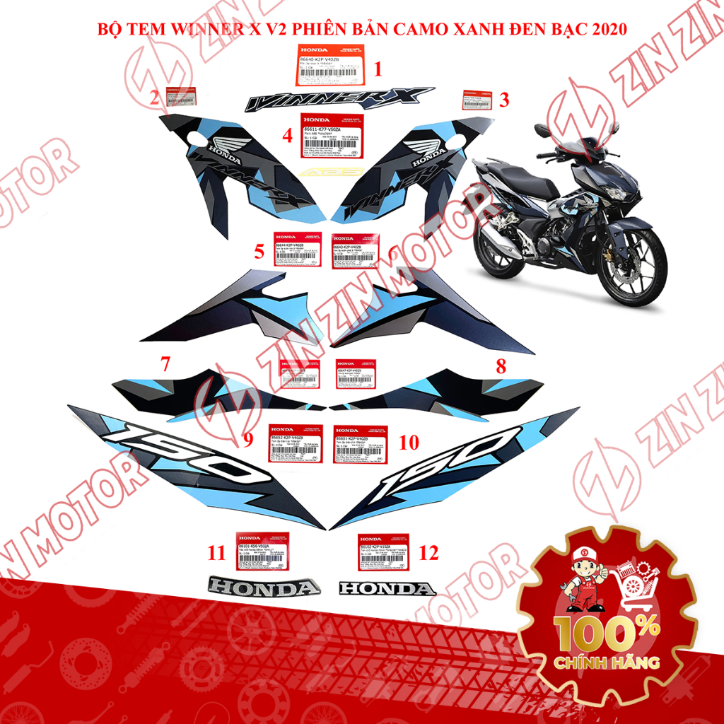 Tem Rời Winner X V2 2019+ Zin Xanh Đen Bạc 2020 Phiên Bản Camo Chính ...