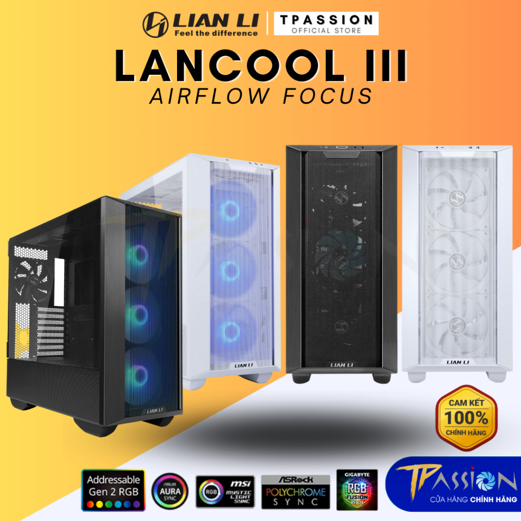 Vỏ case máy tính Lian Li LANCOOL III MESH / LED ARGB - Black / White ...