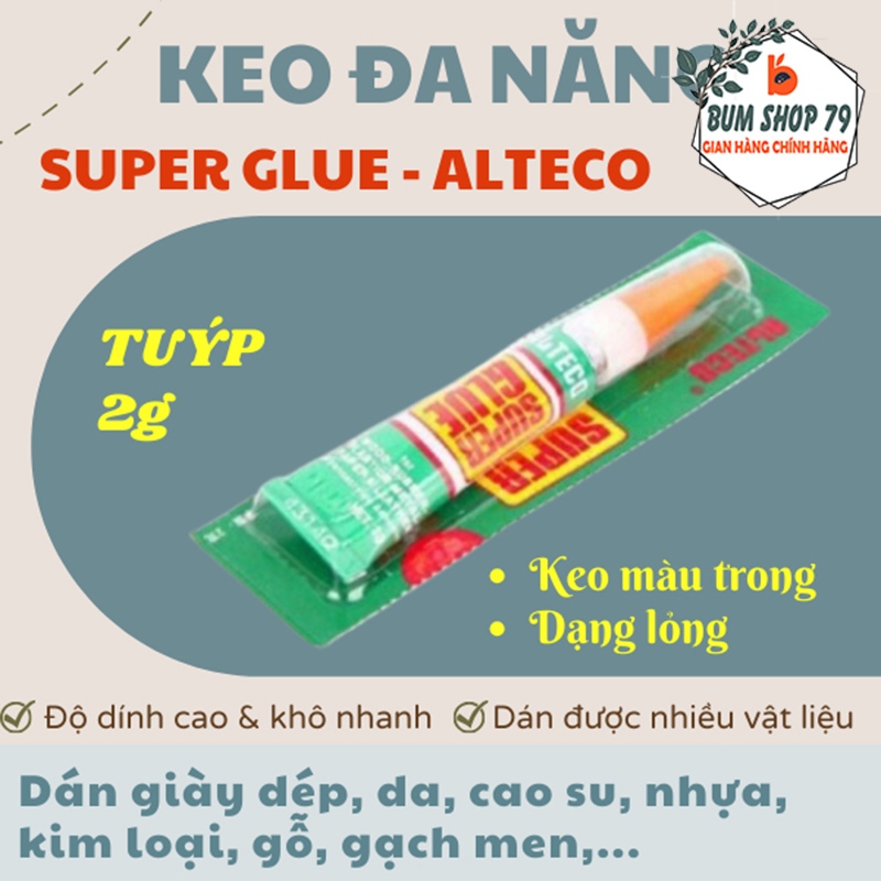 Combo Lọ Keo Dán Đa Năng Super Glue Alteco Tuýp 2g Xanh Lá, Chai Keo Dán Siêu Chắc Đa Dụng Giày ...