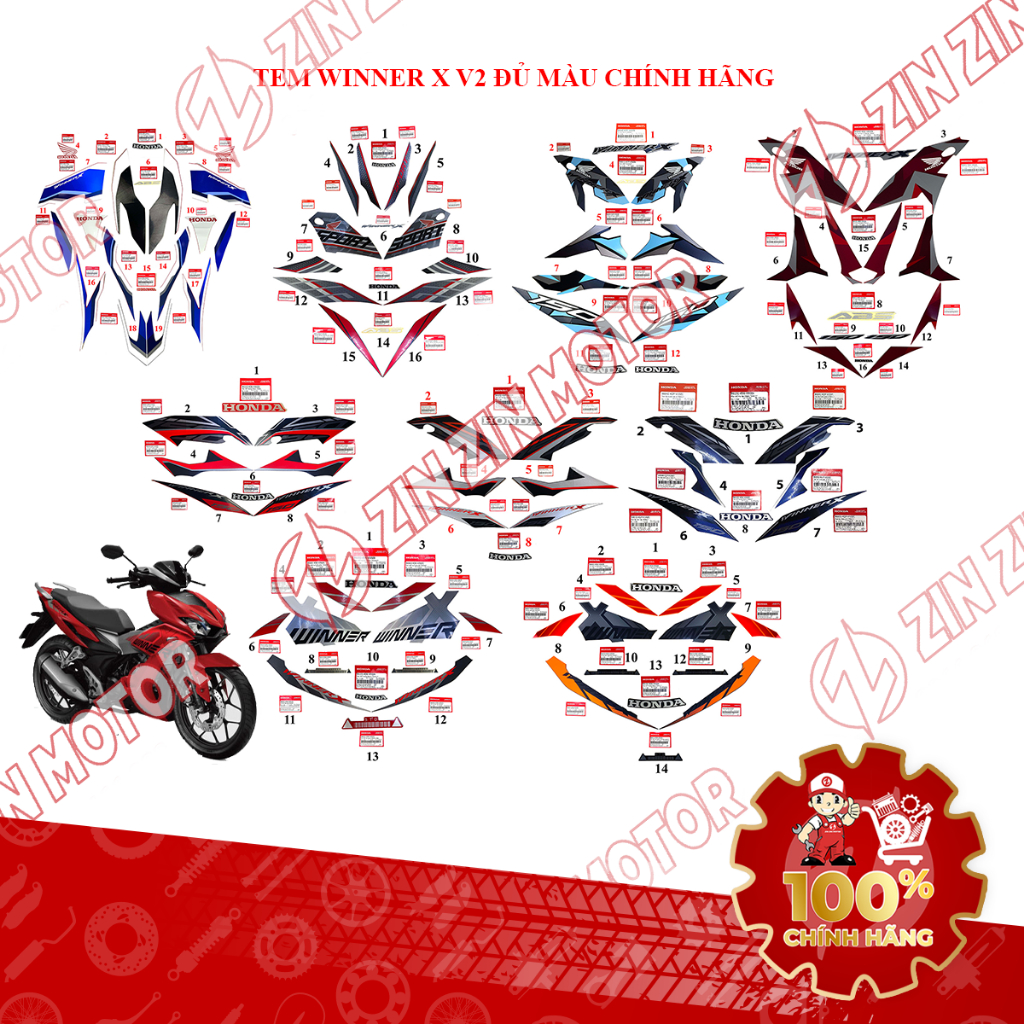 Full Bộ Tem Winner X V2 2019 2020 2021 Zin Đủ Màu Các Đời Chính Hãng ...