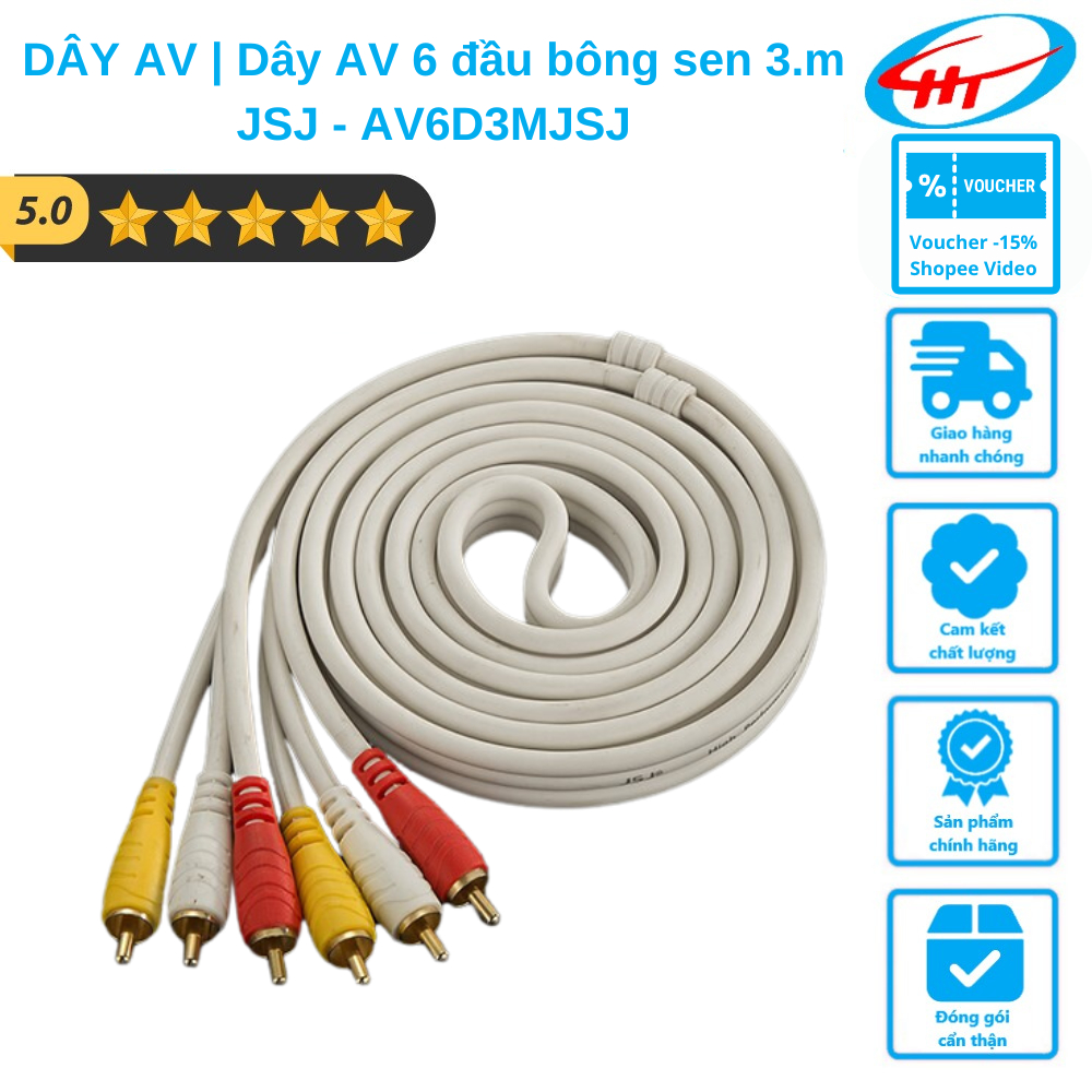 DÂY AV | Dây AV 6 đầu bông sen 3.m JSJ - AV6D3MJSJ | Shopee Việt Nam