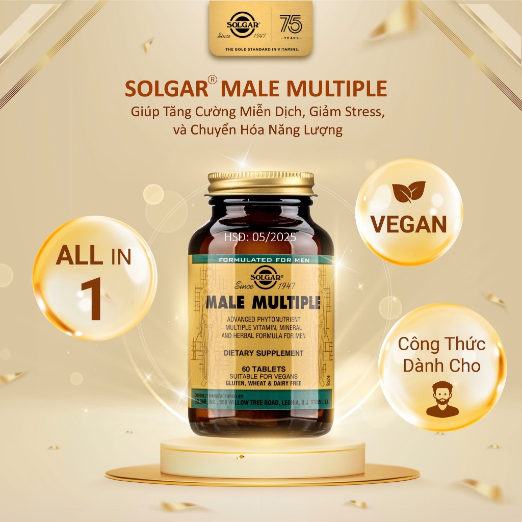 [HSD 05/2025]_Solgar Male Multiple - Giúp Tăng Cường Miễn Dịch, Giảm Stress, Chuyển Hóa Năng ...