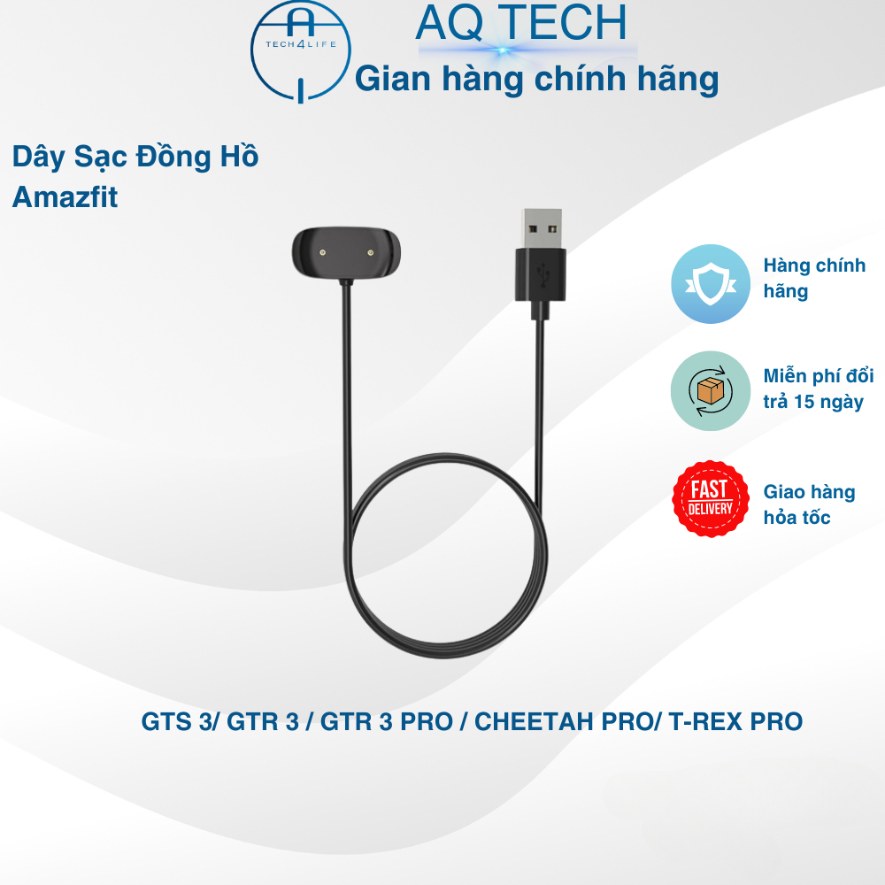 Cáp Sạc Đồng Hồ Amazfi GTS 3/ GTR 3 / GTR 3 PRO / CHEETAH PRO/ T-REX 2 ...