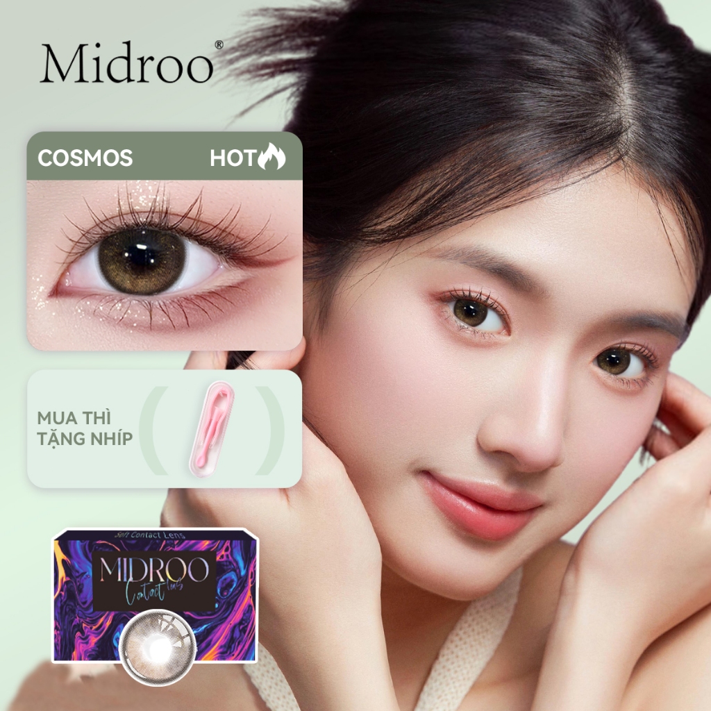 (Mua 2 tặng 7)Midroo 1 cặp Cosmos Dòng kính áp tròng kính 0-6 Độ 14.2mm ...