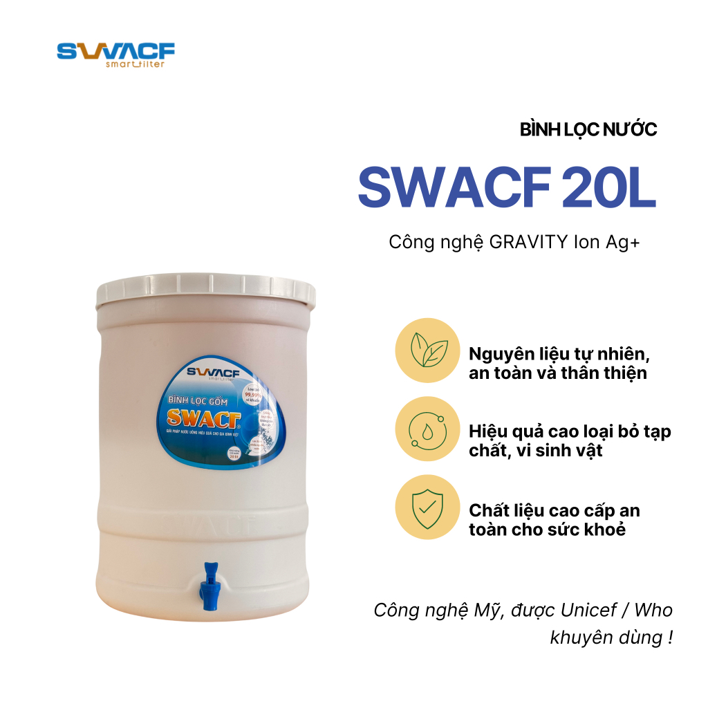 Bình lọc nước uống trực tiếp SWACF 20L | CWF, giữ khoáng thiết yếu ...