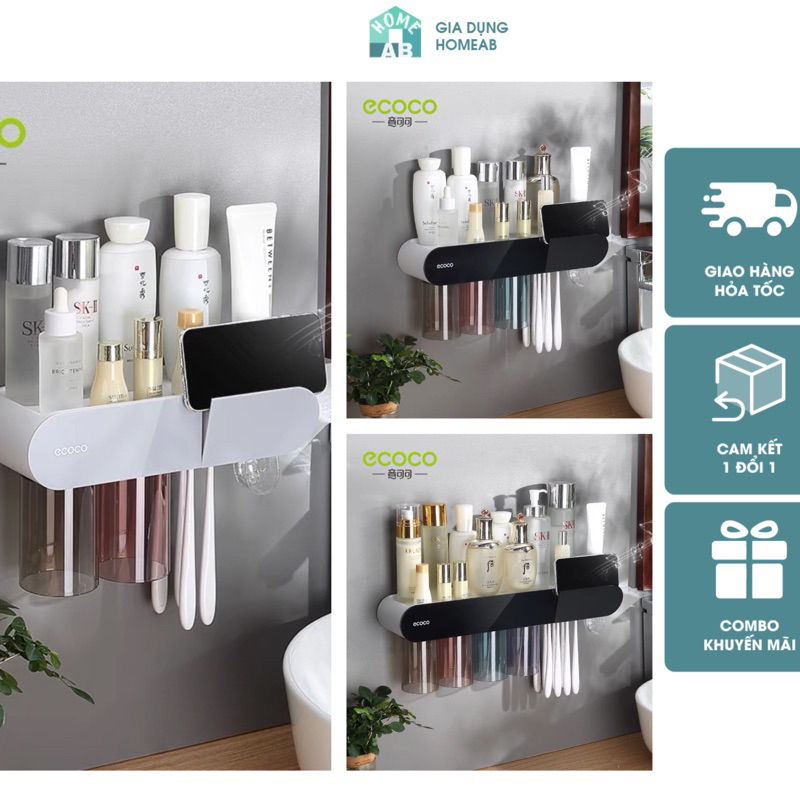 Kệ Để Đồ Phòng Tắm ECOCO 2 Cốc,3 Cốc, 4 Cốc Kèm Nhả Kem Đánh Răng, Kệ Nhà Tắm Dán Tường Cực Chắc ...