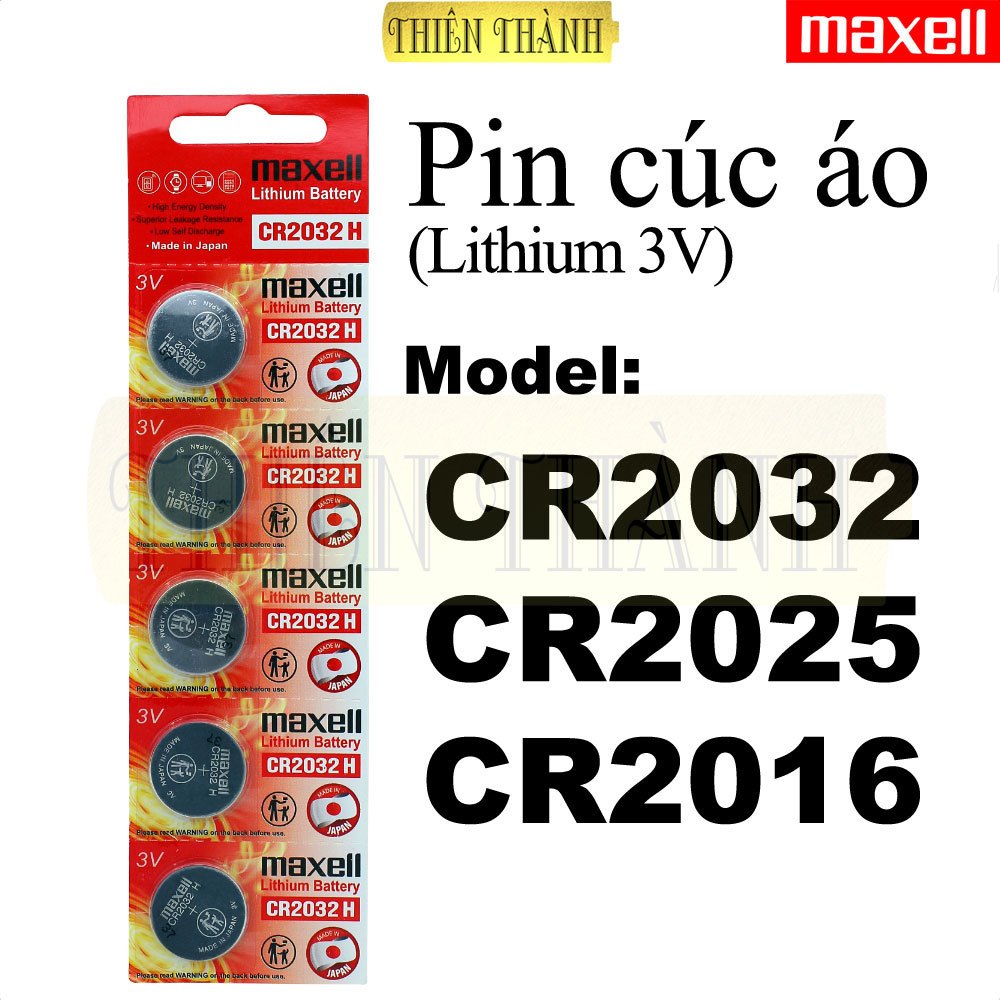 Pin Cúc Áo Maxell CR2032,CR2025,CR2016,5viên/vỉ,Lithium 3V,pin đồng hồ ...